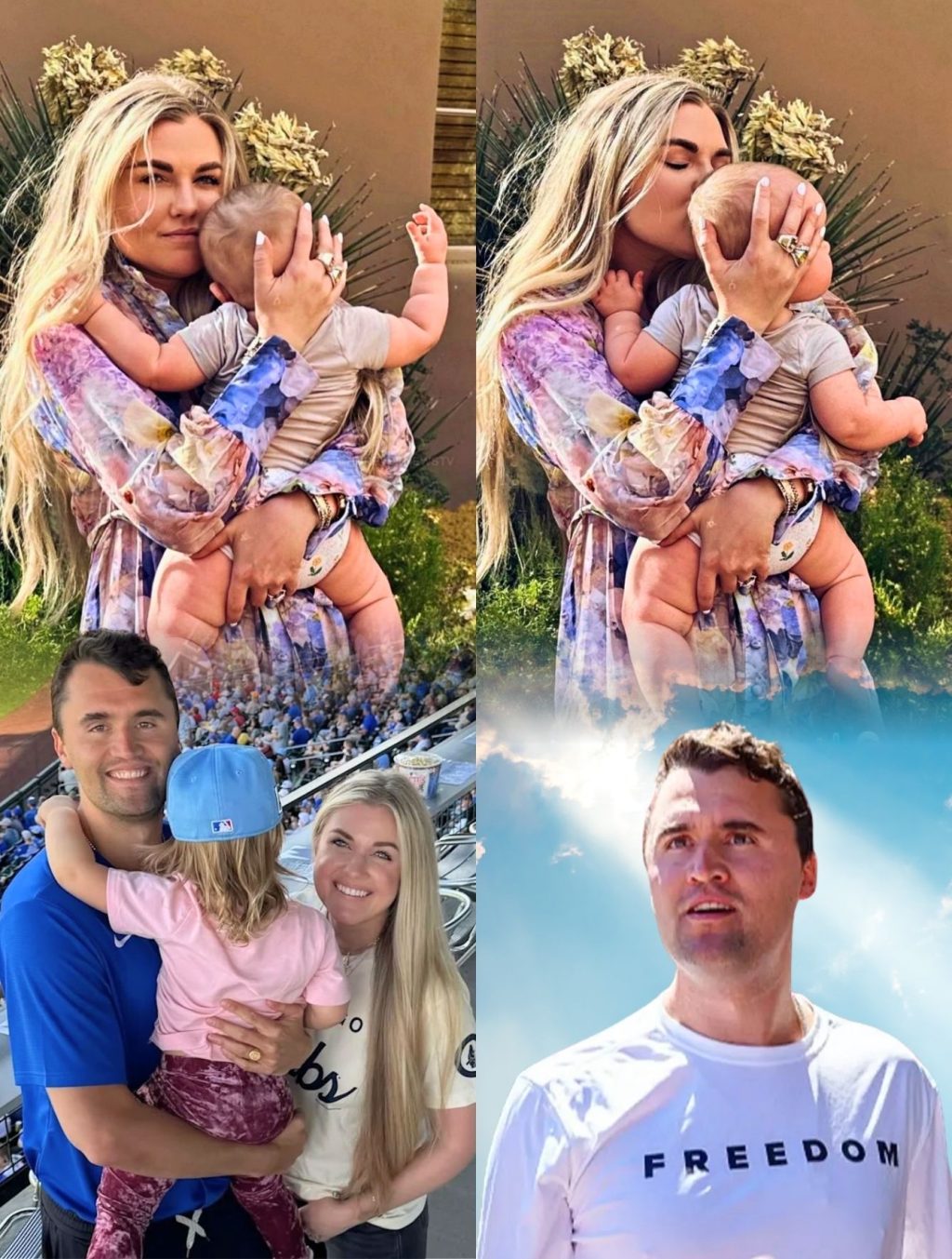 Erika Kirk, with her young son held tightly in her arms, stood like a ...